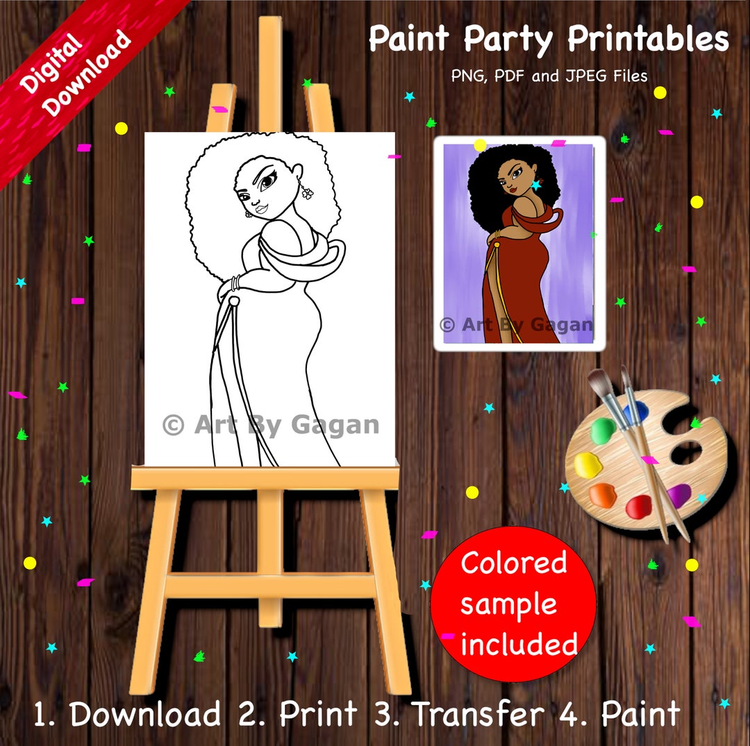 Plus Size Diva/instant Digital Download/diy Paint Party Printable/pre ...