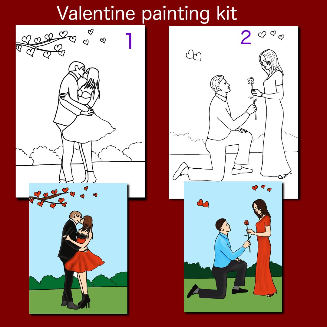 Valentine Paint Party Favor,diy Painting Kit-love,pre-drawn Canvas ...