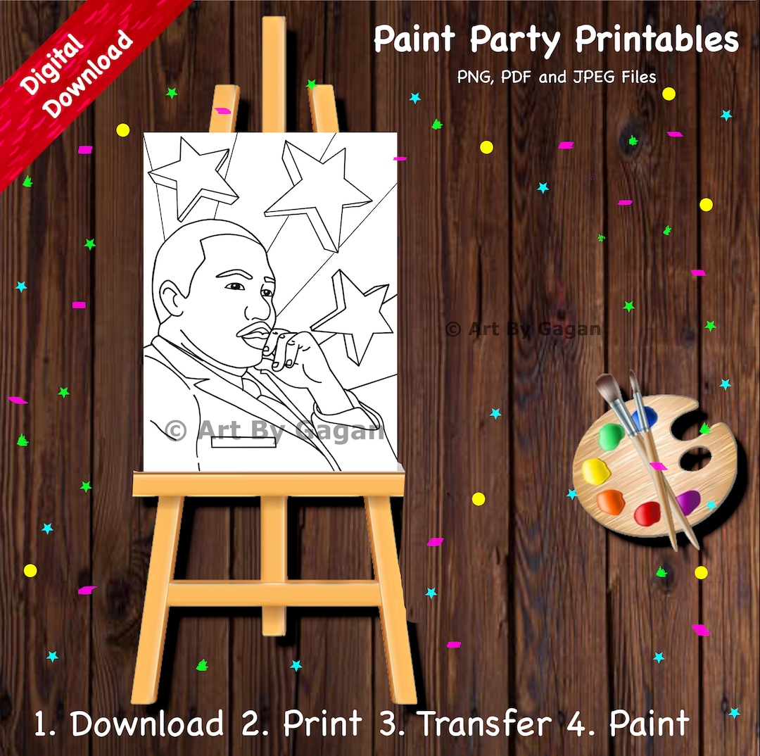 MLK Paint Kit/instant Digital Download/diy Paint Party Printable/pre ...
