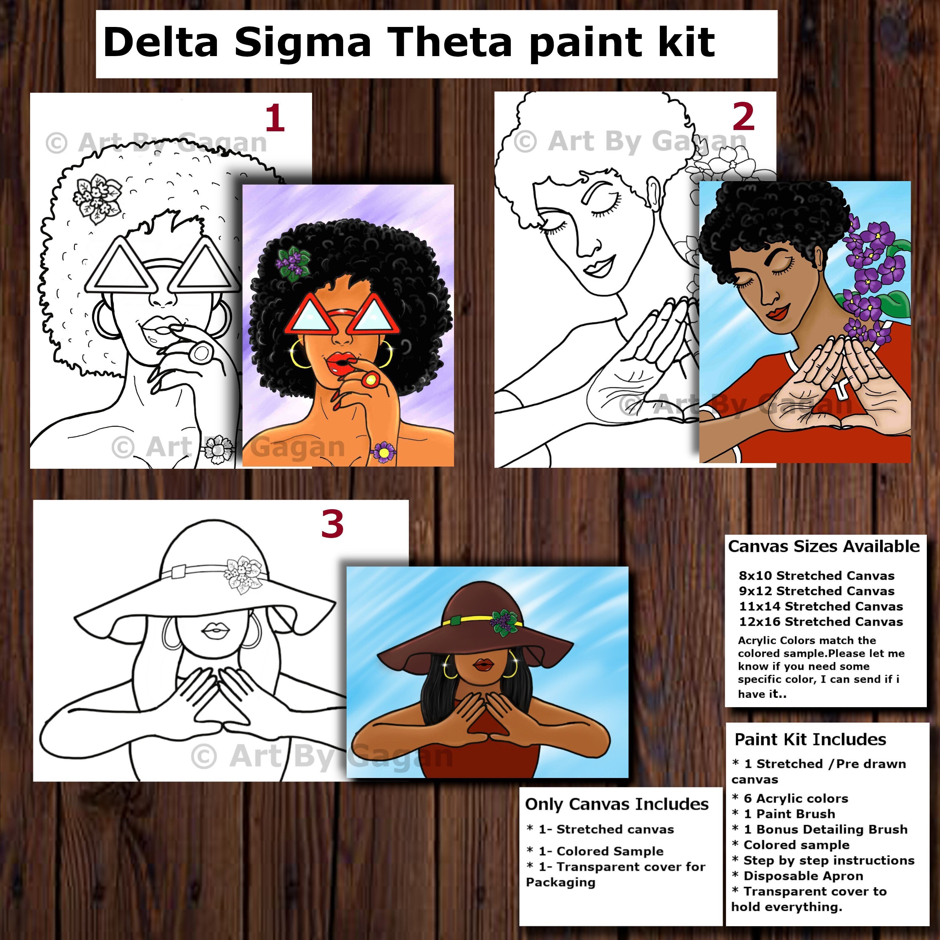 Delta Sigma Theta Pre Drawn/outline Canvas/diy Canvas - Etsy