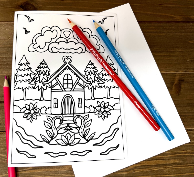 Set of 5-christmas DIY Coloring Cards, Color Your Own Cards, A7 Size ...