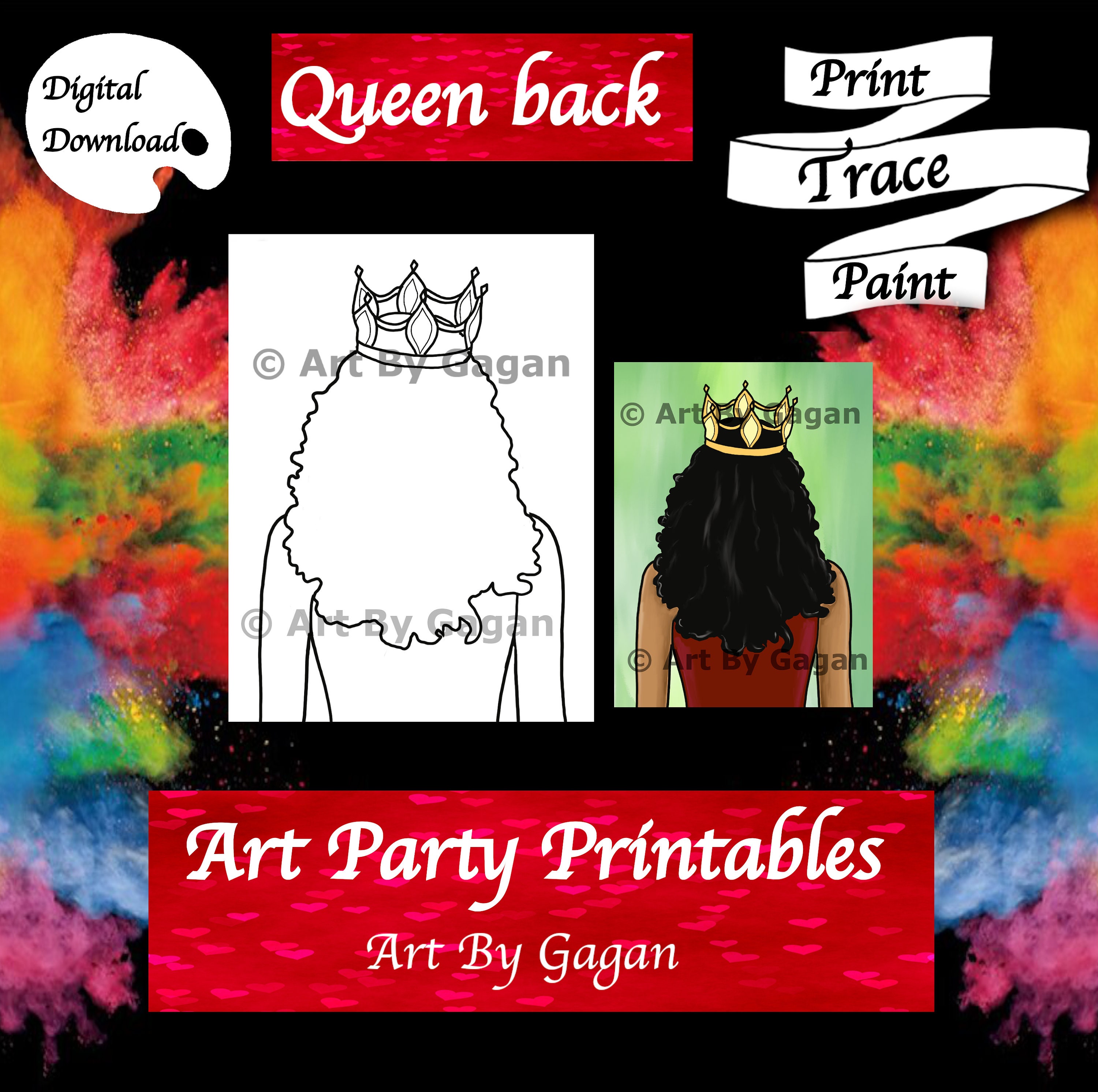 Queen Back/digital Download/diy Paint Party Printable/pre-drawn/outline ...
