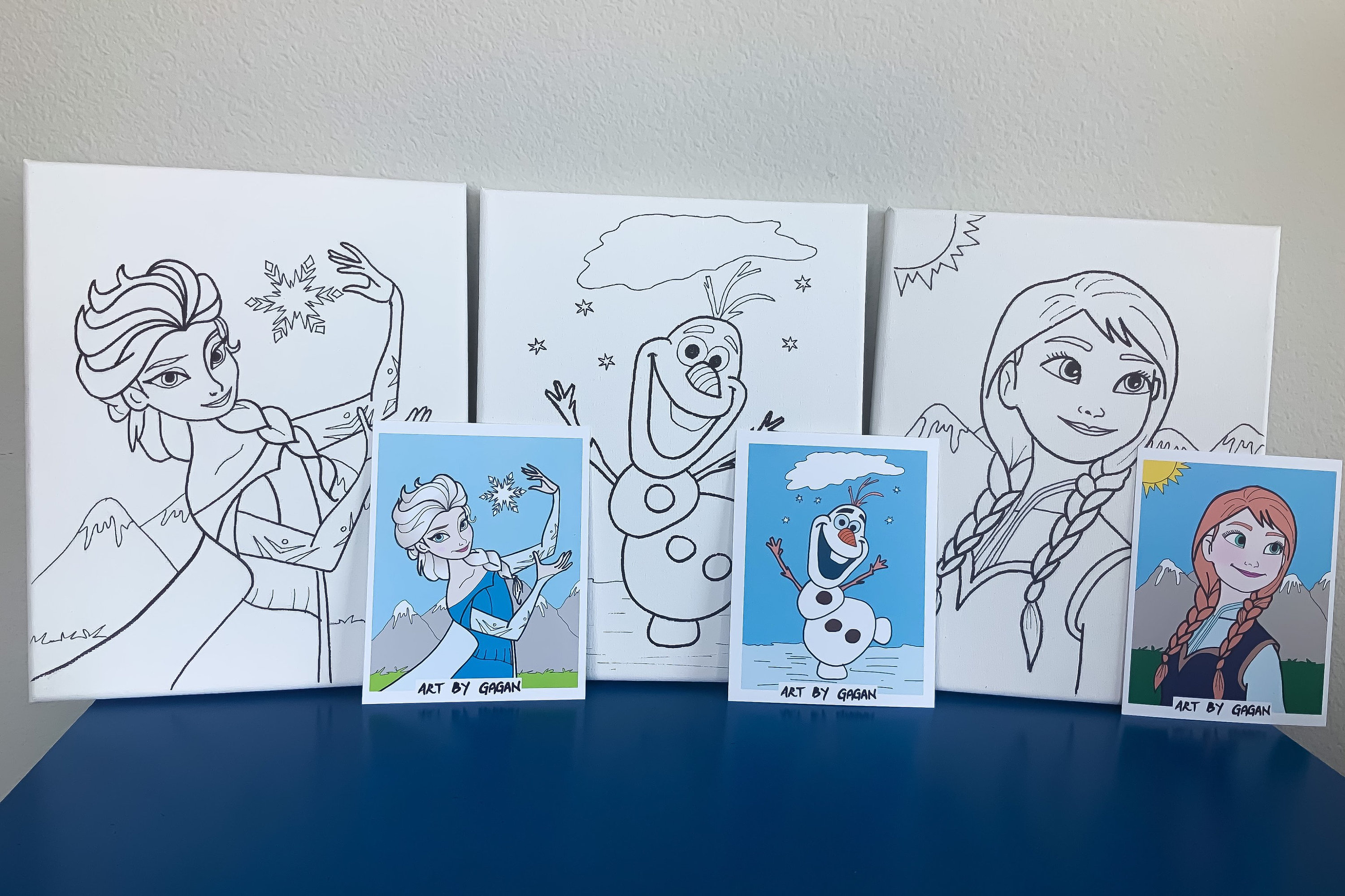 Frozen Theme Paint Party,pre-drawn/outlined/sketched Canvas to Paint ...