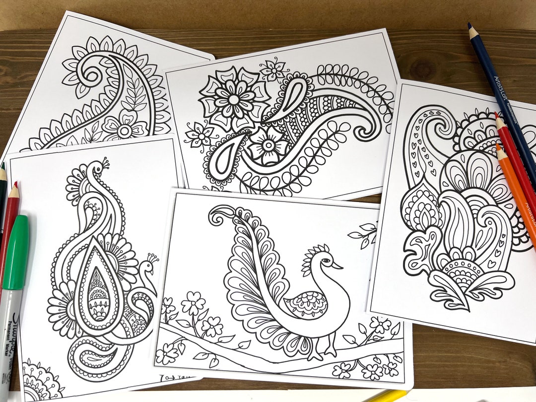 Rangoli/mehandi Set of 5 Color It Yourself Greeting Cards/coloring Card ...