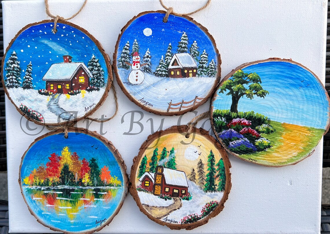 Custom Hand Painted Christmas Ornament/wooden Coasters/real - Etsy
