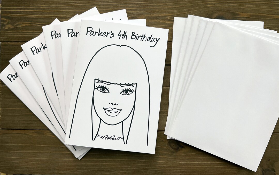 Set of 6 Custom Birthday Invitation DIY Coloring Cards Choose Your Own ...