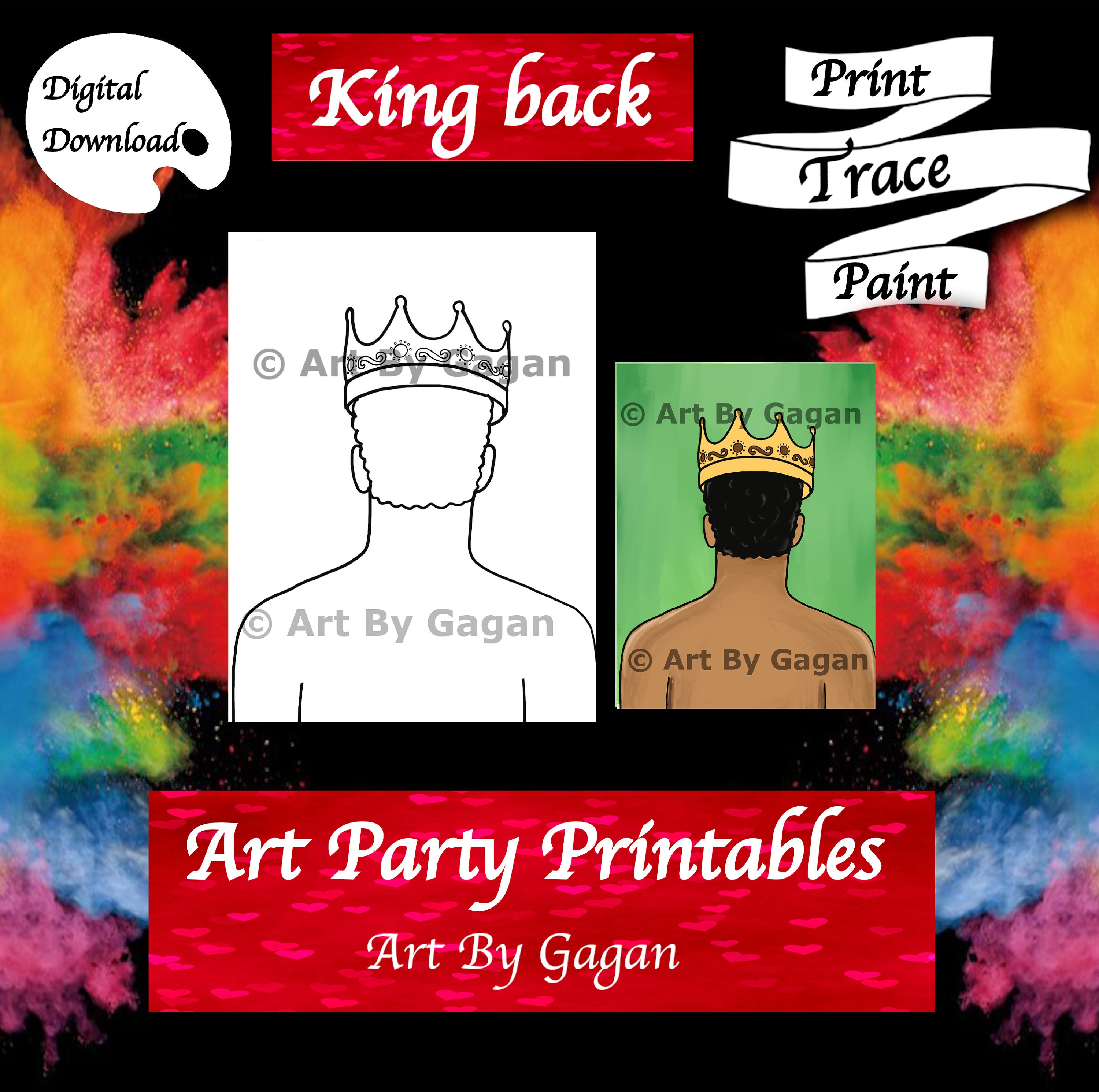 King Back/digital Download/diy Paint Party | Etsy