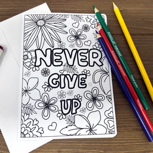 Set of 5-inspirational Coloring Cards/coloring Pages/positive ...