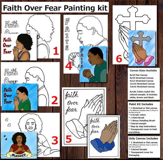 Faith Over Fear/blessed Canvaspre-drawn/outlined/sketched - Etsy