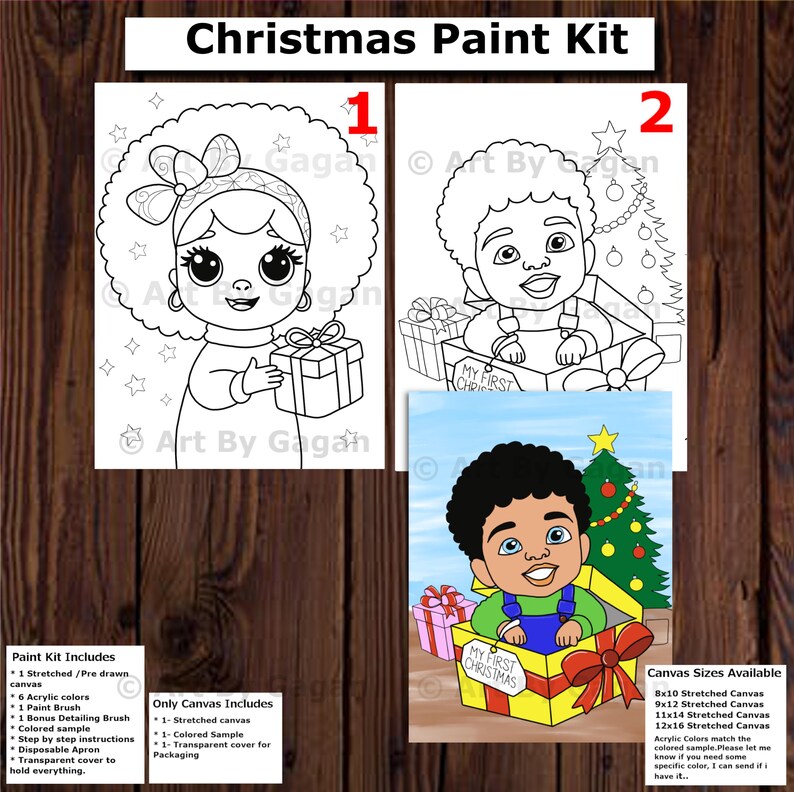 Christmas Kids/holidaythemed Pre-drawn,pre Sketched Canvas Kit,teen ...