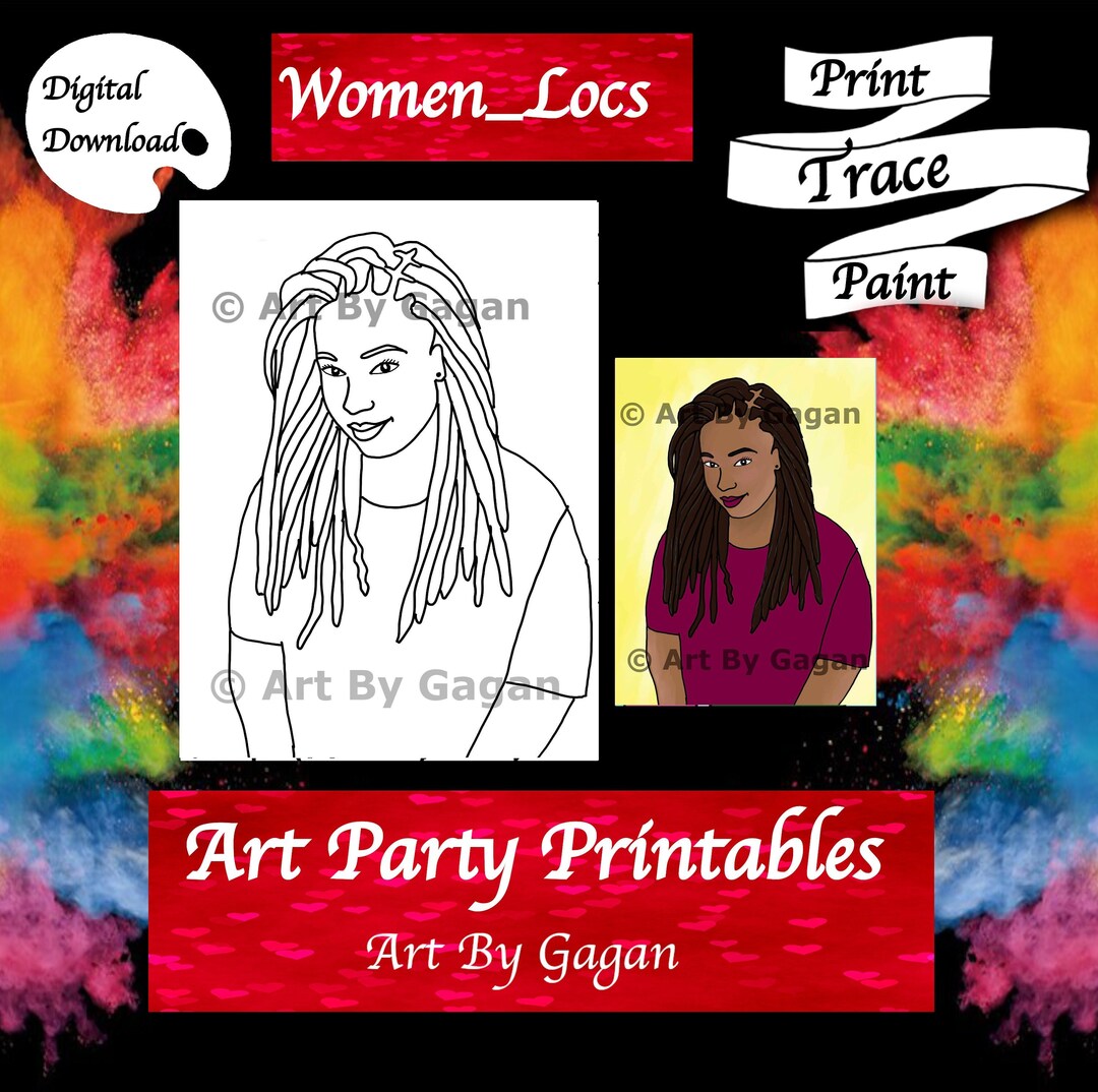 Women in Locs/digital Download/diy Paint Party Printable/pre-drawn ...