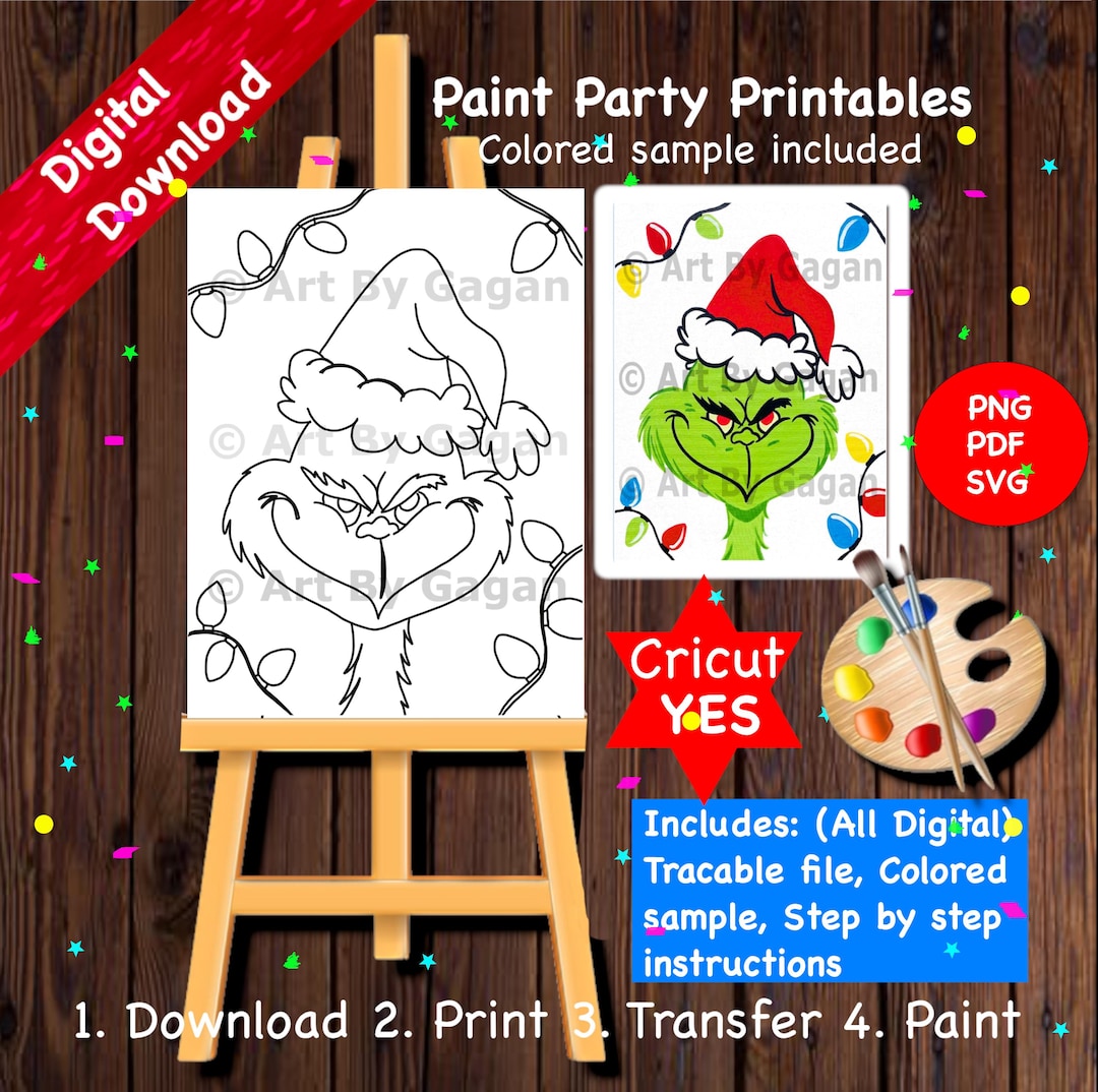 Grinch and Lights/instant Digital Download/diy Paint Party Printable ...