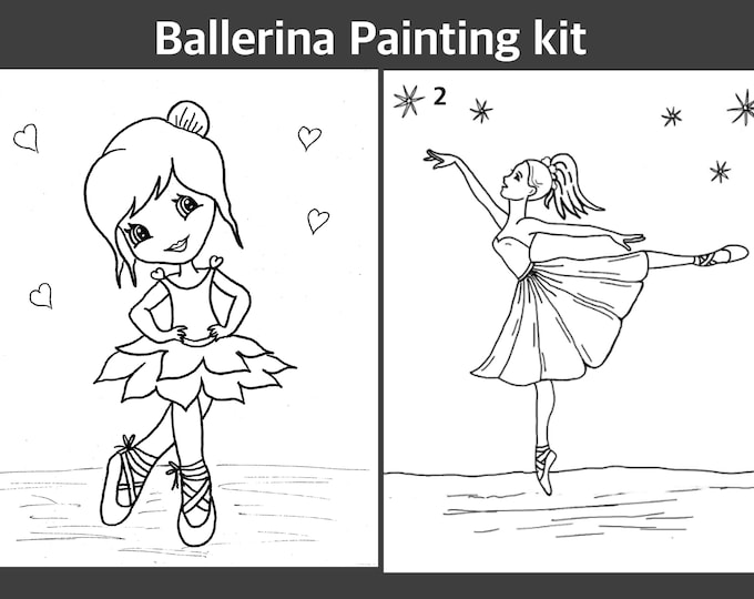 Pre-drawn Canvas Ballerina,paint Your Own Ballerina, DIY Paint Kit ...