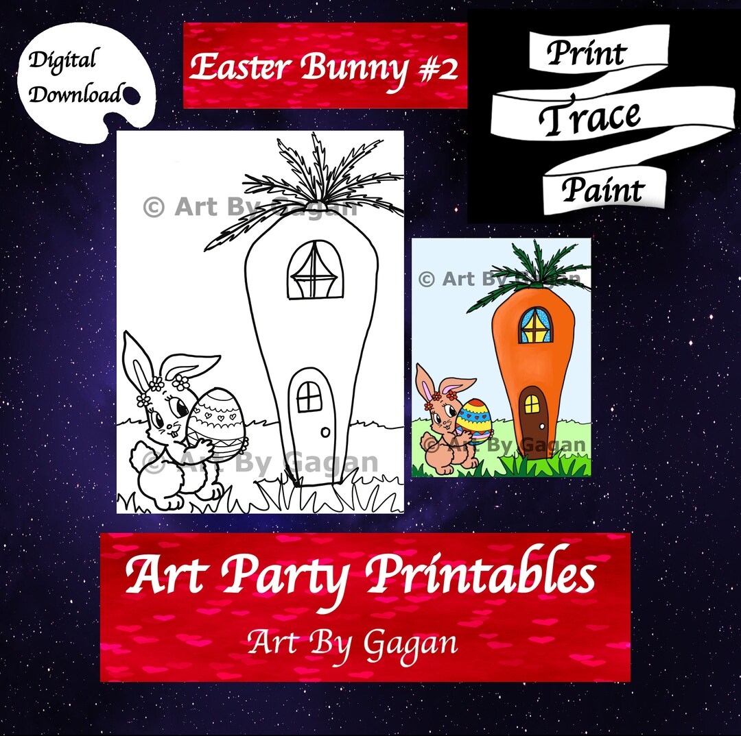 Easter Bunny#2/instant Digital Download/diy Paint Party Printable/pre ...