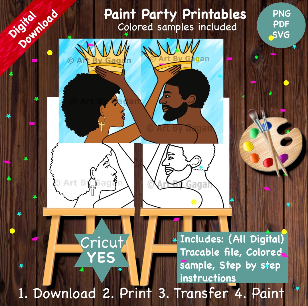 Crowning Couple/king and Queen/digital Download/diy Paint Party ...