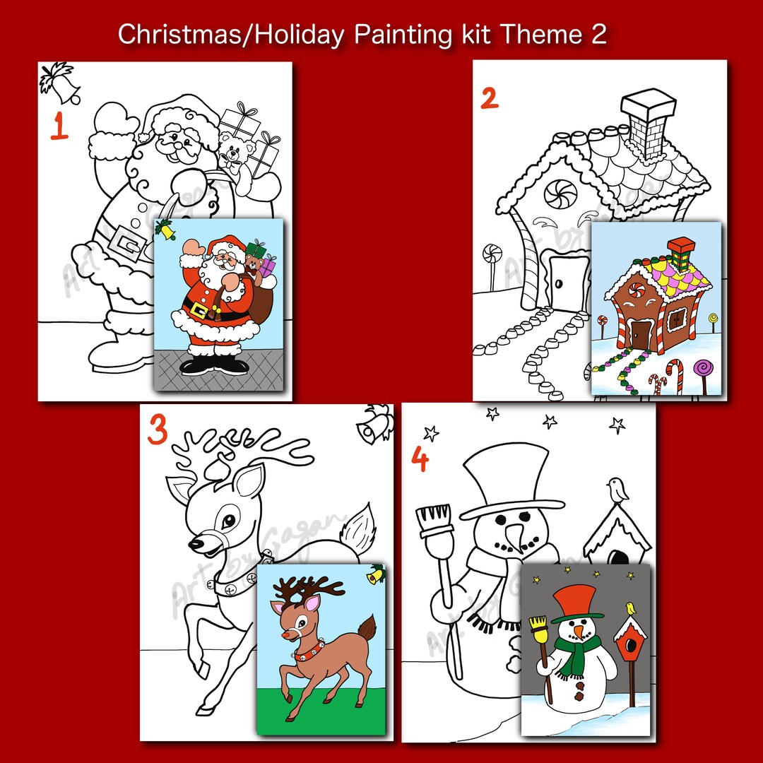 Christmas/holidaythemed Pre-drawn,pre Sketched Canvas Kit,teen/adult ...
