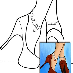 High Heels/lady Boss/girls Night/pre-drawn/outlined/sketched Canvas ...