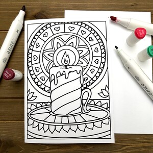 Set of 5-christmas DIY Coloring Cards, Color Your Own Cards, A7 Size ...