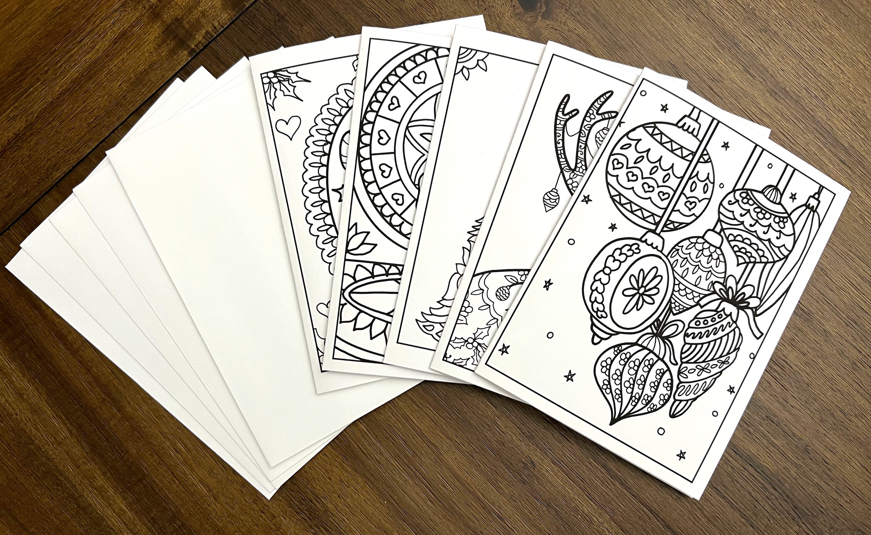 Set of 5-christmas DIY Coloring Cards, Color Your Own Cards, A7 Size ...