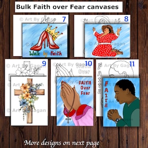 Bulk Faith Over Fear/paint and Sip/church Pre Drawn/outlined/sketched ...