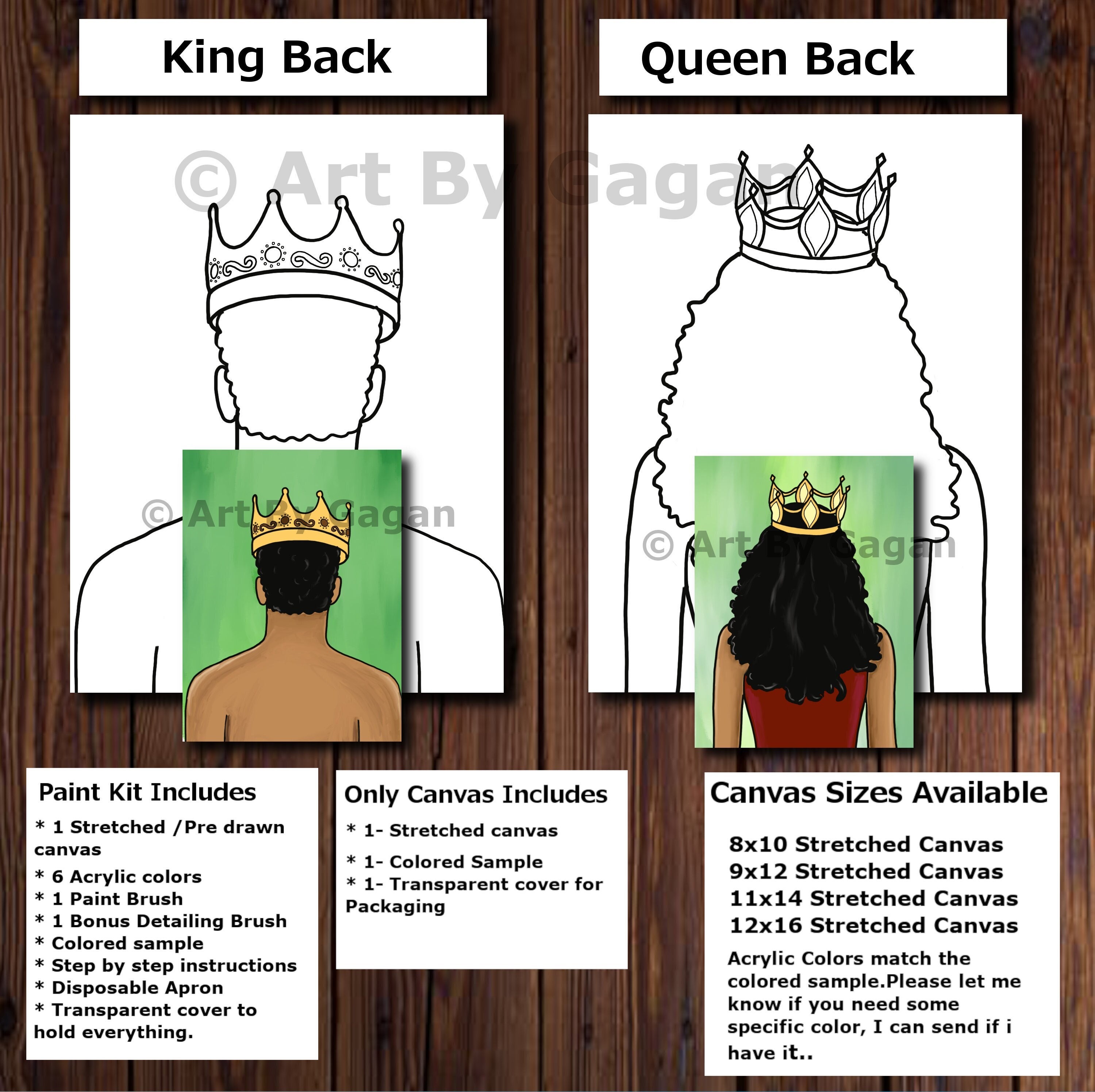 King/queen Back Date Night Paint Kit His/her - Etsy