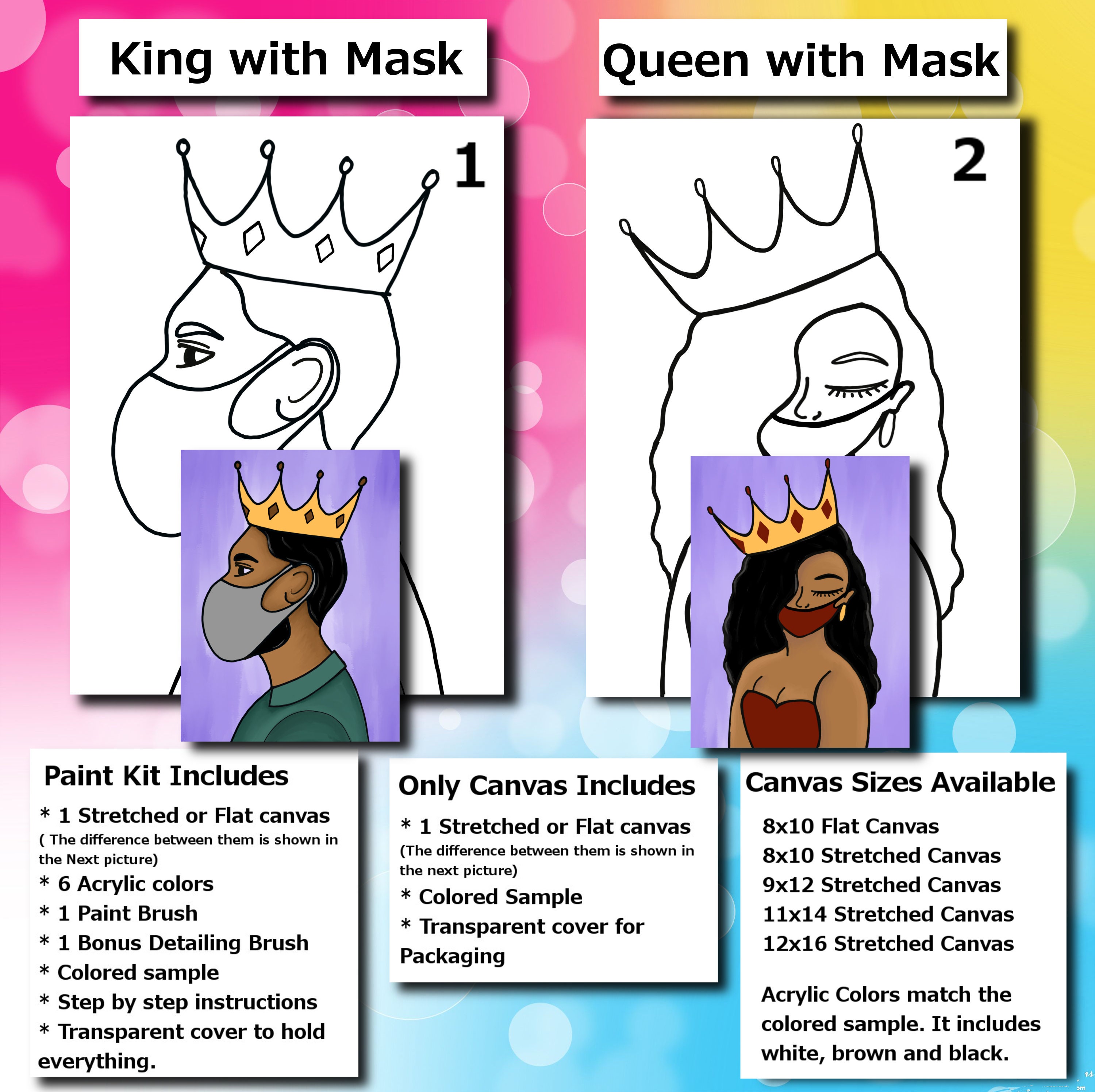 Date Night Paint Kitshis/her Pre-drawn/outline/sketched - Etsy