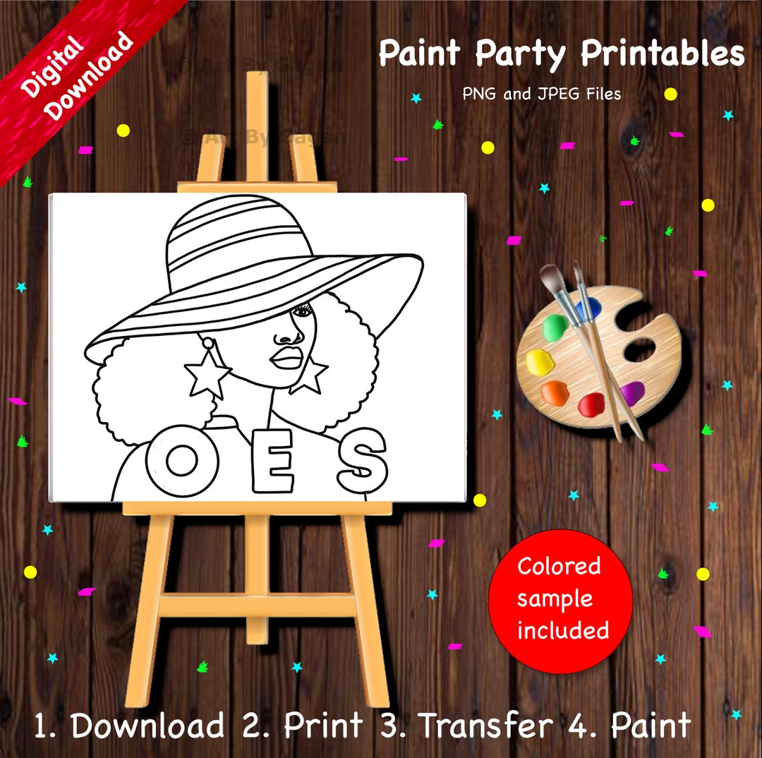 OES Girl/instant Digital Download/diy Paint Party Printable/pre-drawn ...