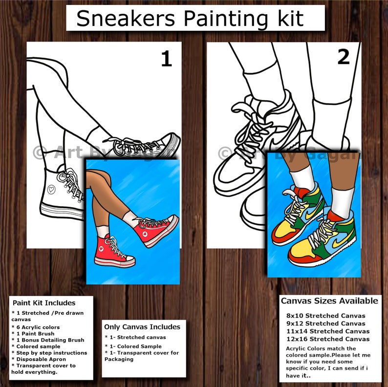 Sneaker Girl/pre Drawn Canvas/teen/adult Painting/diy Canvas Paint Kit ...