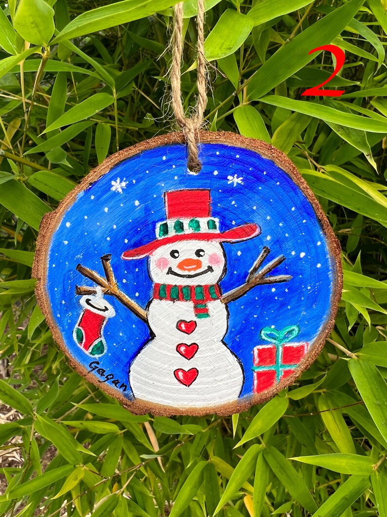 Custom Hand Painted Christmas Ornament/wooden Coasters/real Wood Slice ...