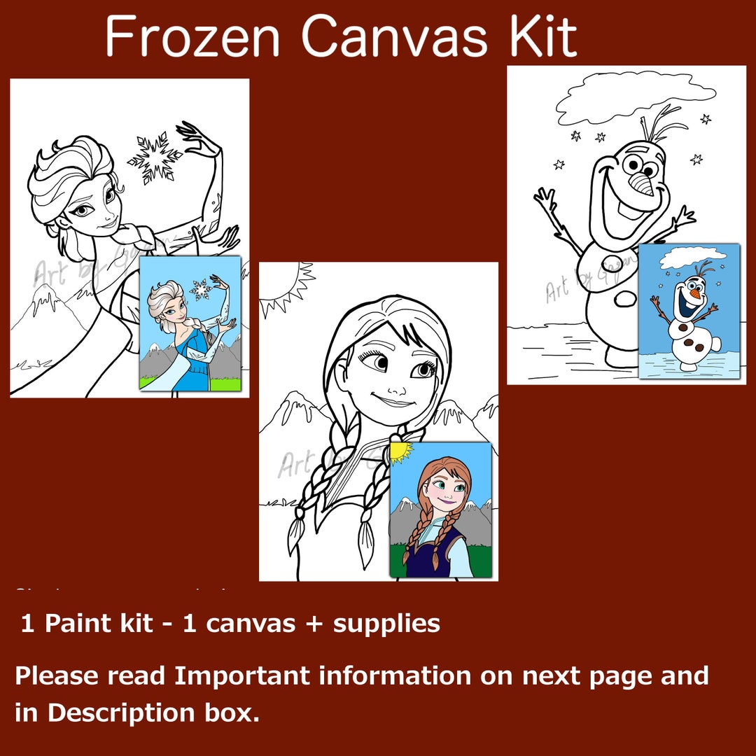 Frozen Theme Paint Partypre-drawn/outlined/sketched Canvas to - Etsy
