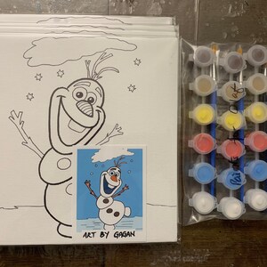 Frozen Theme Paint Party,pre-drawn/outlined/sketched Canvas to Paint ...