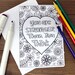 Set of 5-inspirational Coloring Cards/coloring Pages/positive ...