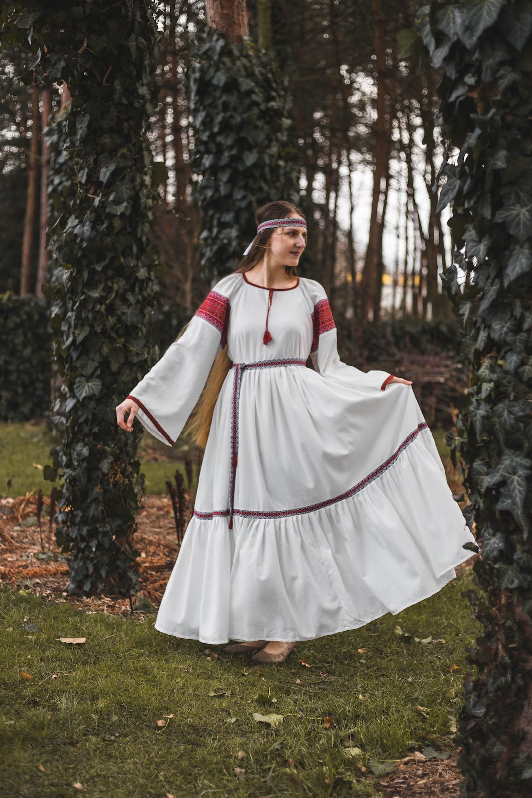 Many Colors Amazing Linen Folk Slavic Dress With Folk Embroideries and ...