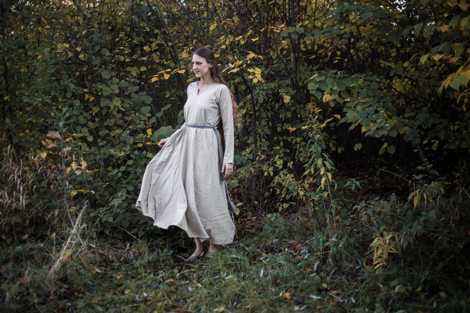 Early Medieval Slavic Viking Linen Dress With Slit in Neckline Basic ...
