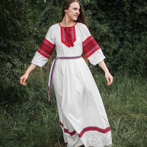 Slavic Dress With Long Sleeves and Woven Embroidery Slavic Ritual Dress ...