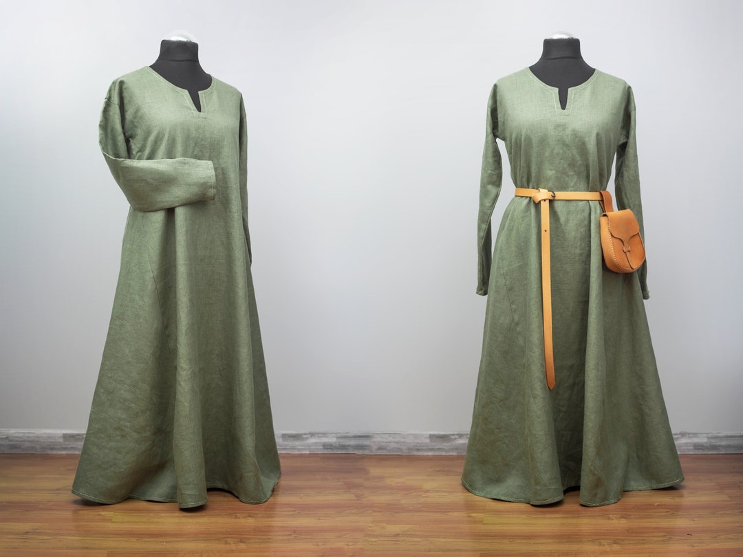 Early Medieval Slavic Viking Linen Dress With Slit in Neckline Basic ...