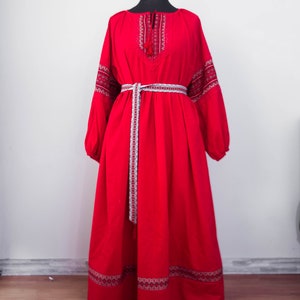 Slavic Dress With Long Sleeves and Woven Embroidery Slavic Ritual Dress ...