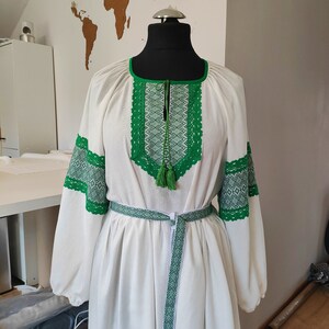 Slavic Dress With Long Sleeves and Woven Embroidery Slavic Ritual Dress ...