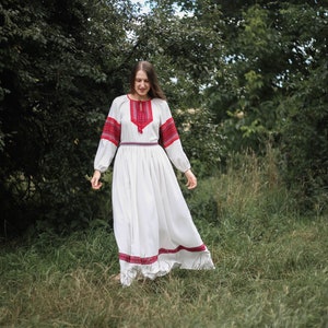 Slavic Dress With Long Sleeves and Woven Embroidery Slavic Ritual Dress ...