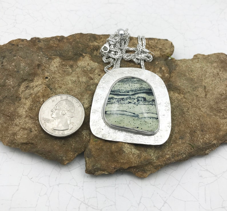 Ricolite Serpentine and Hand Hammered Sterling Silver Pendant Ricolite ...