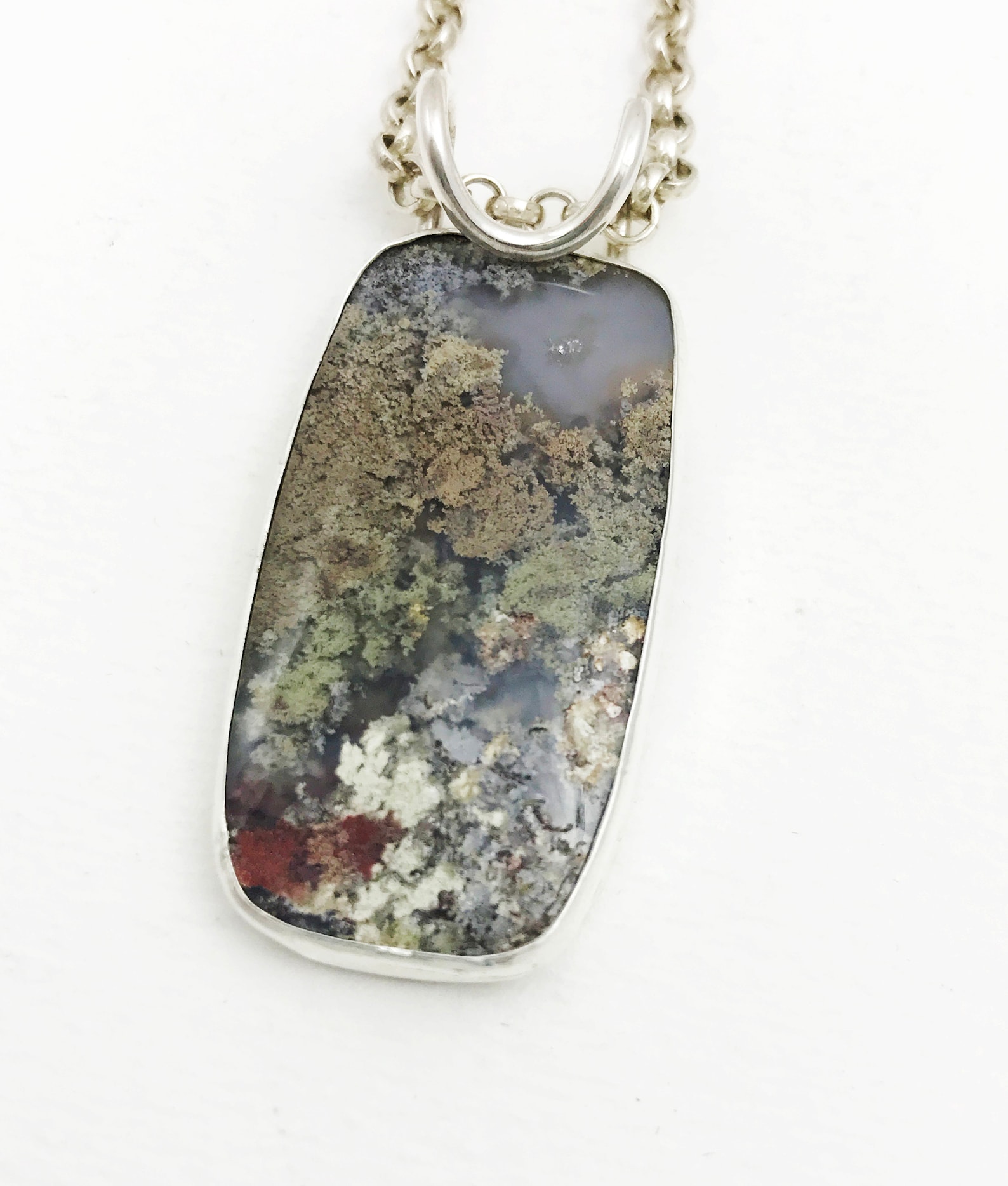 Landscape Agate Pendant Moss Agate Pendant Picture Agate - Etsy