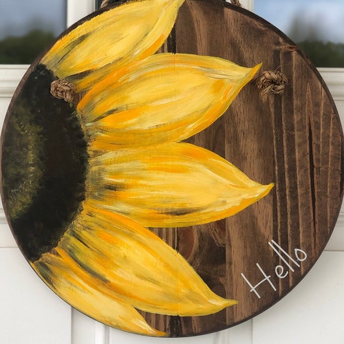 Sunflower Door Sign Wreath Front Door Décor 15 Inch - Etsy