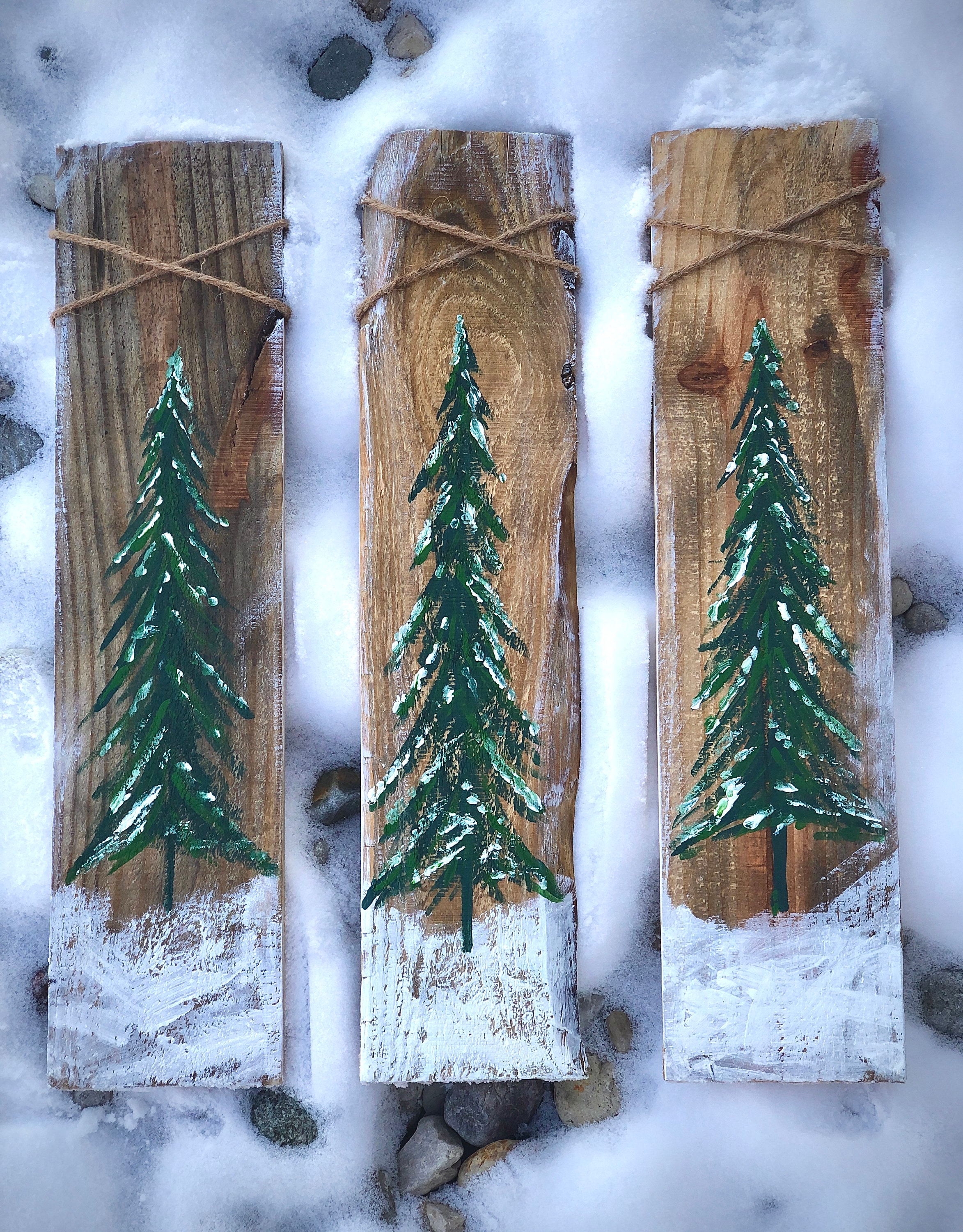 Hand Paint Christmas Trees on Rustic Wood - Etsy