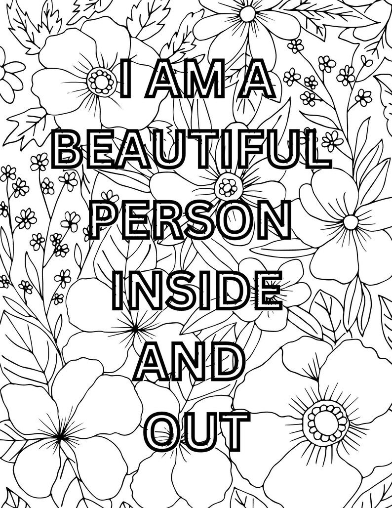 10 Inspiration Affirmations Coloring Page Printable Mindfulness and ...
