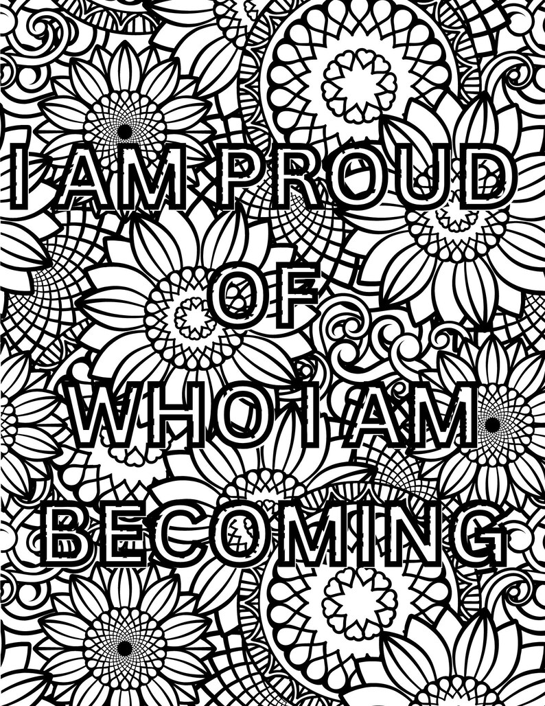 10 Inspiration Affirmations Coloring Page Printable Mindfulness and ...