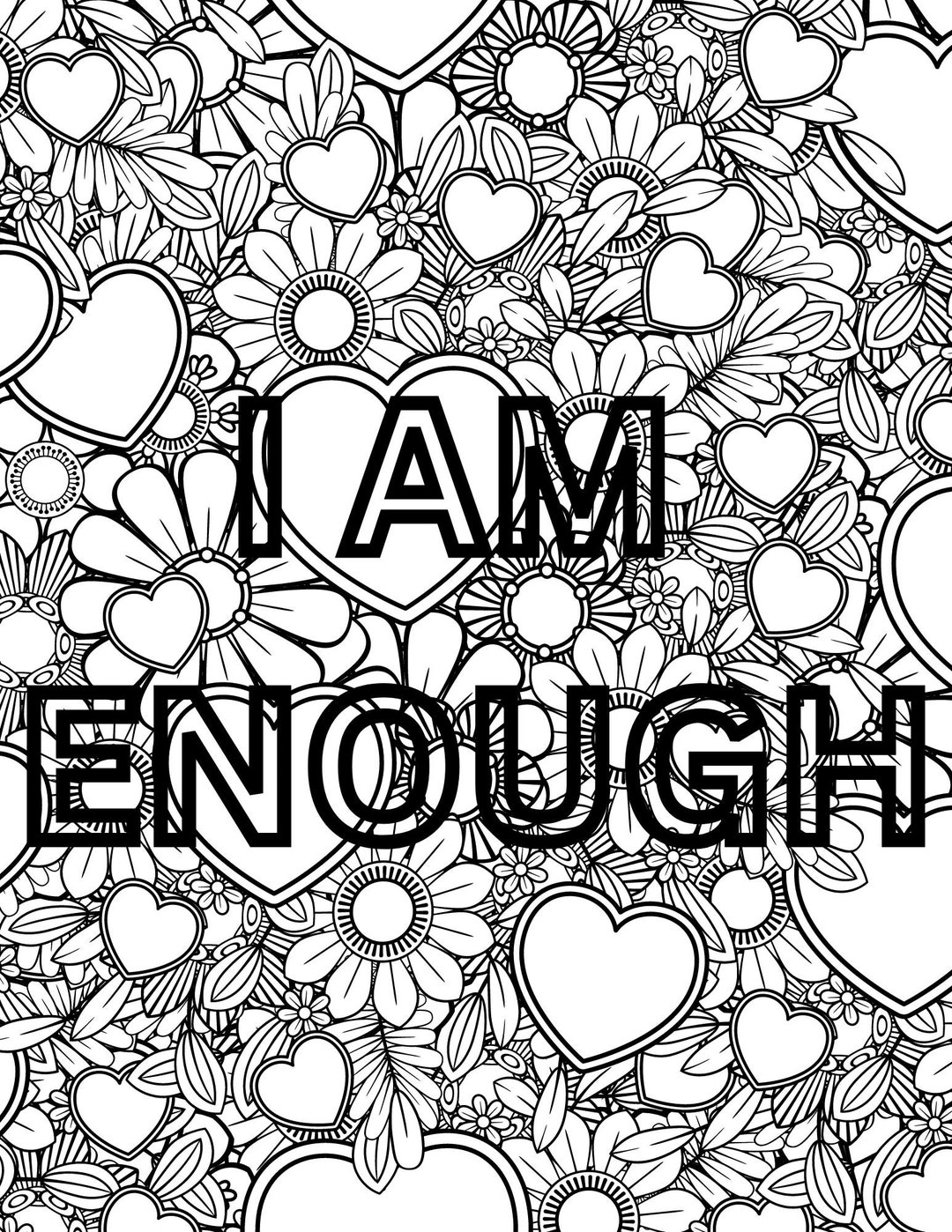 10 Inspiration Affirmations Coloring Page Printable Mindfulness and ...