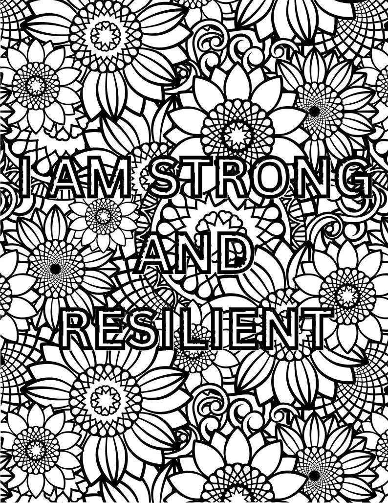 10 Inspiration Affirmations Coloring Page Printable Mindfulness and ...