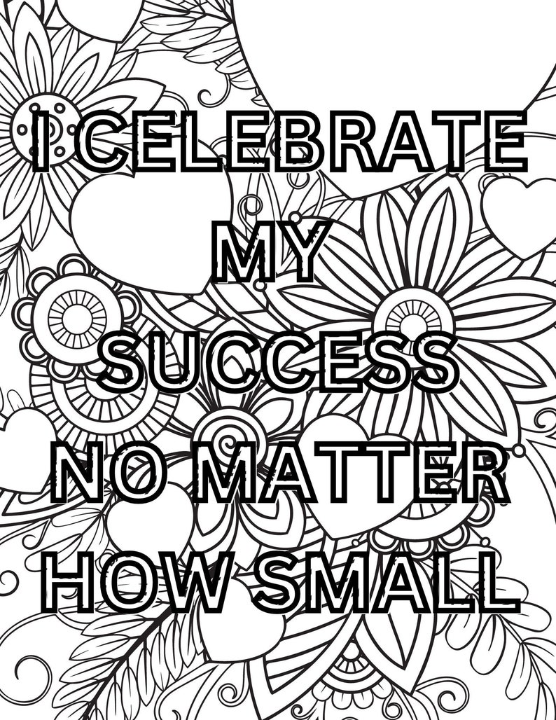 10 Inspiration Affirmations Coloring Page Printable Mindfulness and ...