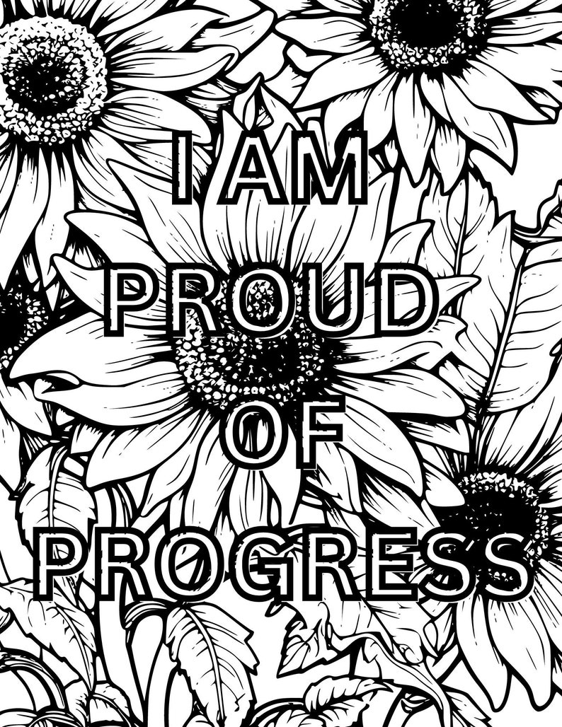 10 Inspiration Affirmations Coloring Page Printable Mindfulness and ...