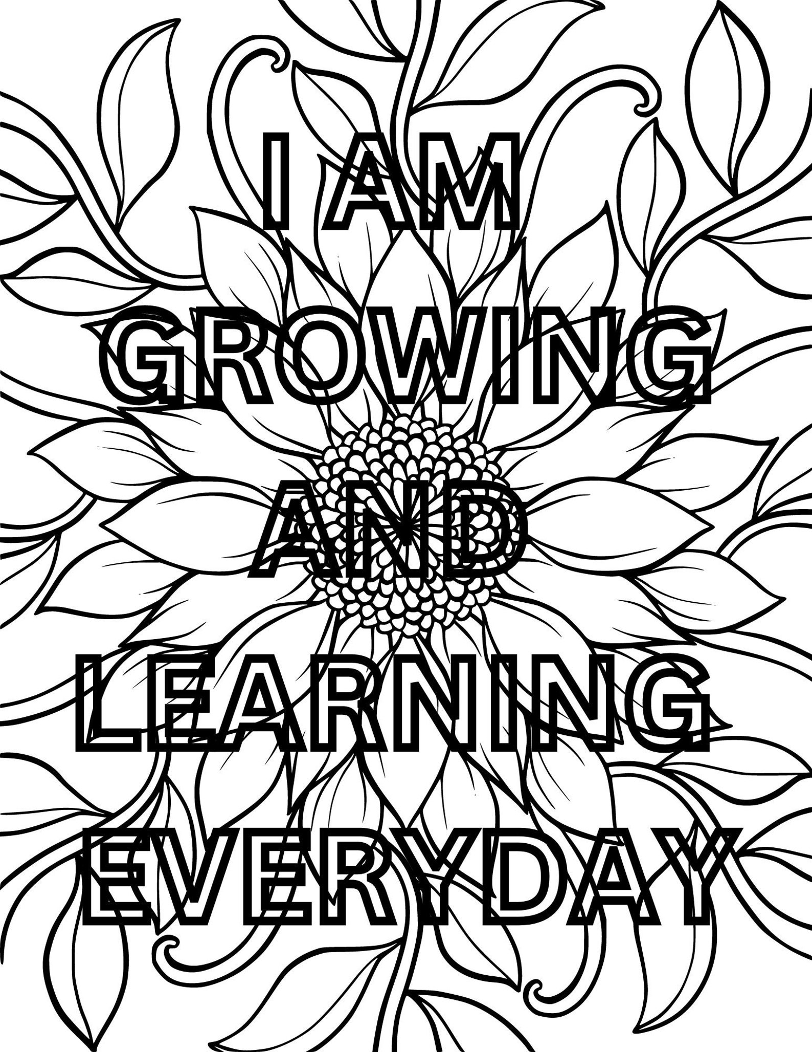 10 Inspiration Affirmations Coloring Page Printable Mindfulness and ...